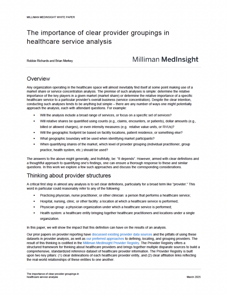 Clear Provider Groupings in Healthcare Service Analysis | MedInsight